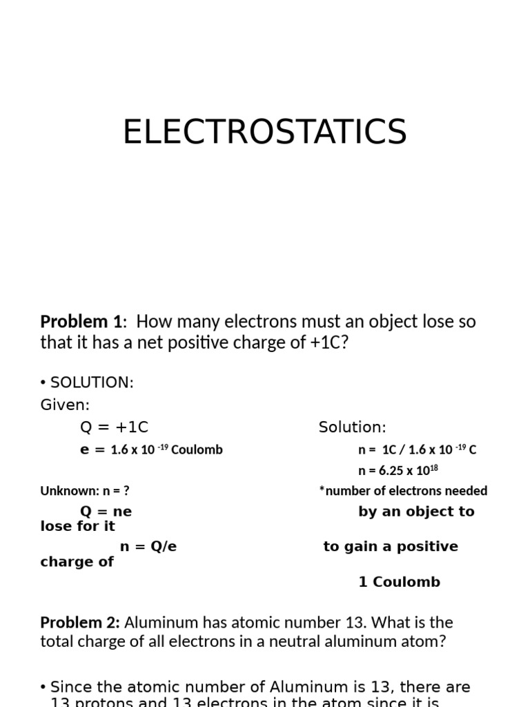 Electrostatics 1 | PDF