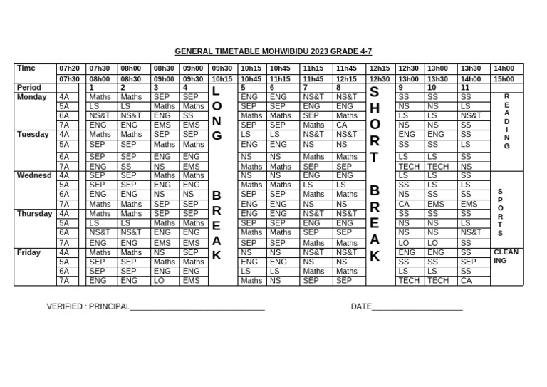 General Timetable Mohwibidu 2022 | PDF