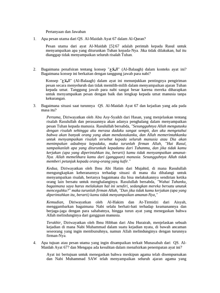 QS. Al-Maidah Ayat 67 Bentuk Satu | PDF