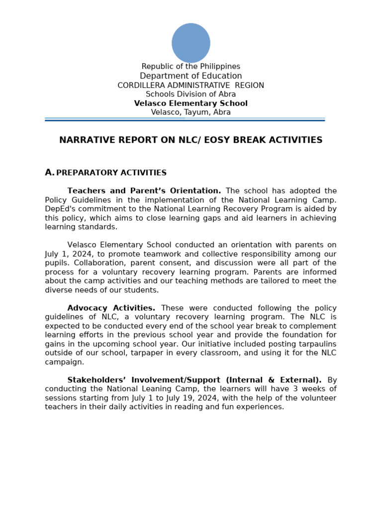 NLC Narrative Report 2 | PDF