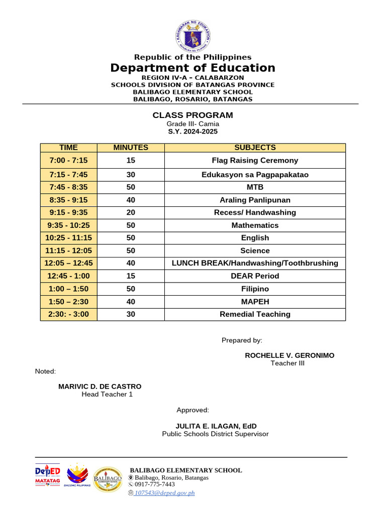 Class-program-2024-2025 | PDF