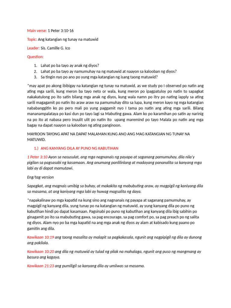 Bible Study Topic | PDF