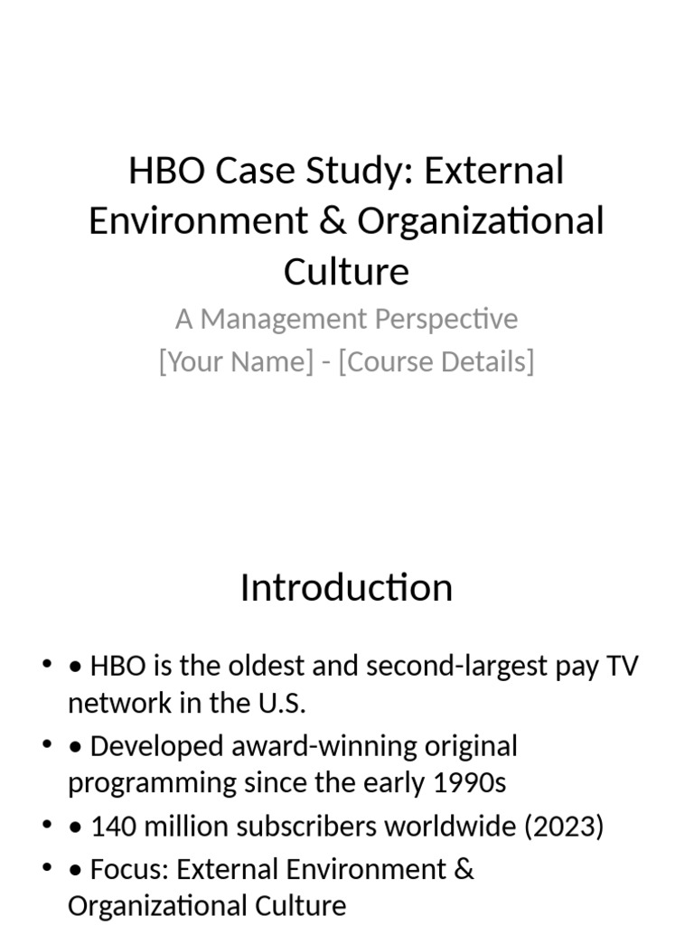 HBO Case Study Presentation | PDF