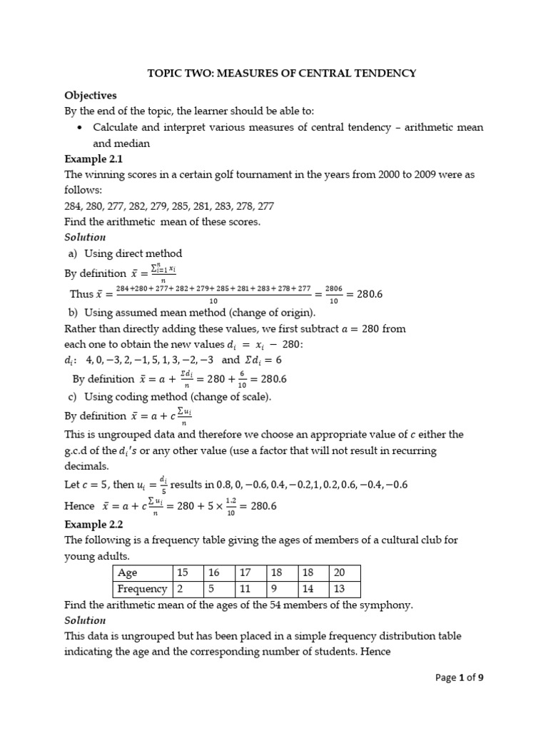 STA 111 Lecture 4 Properties of Arithmetic Mean | PDF