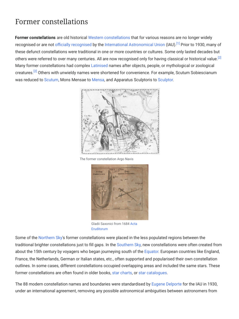 Historical Former Constellations | PDF | Stellar Groupings | History