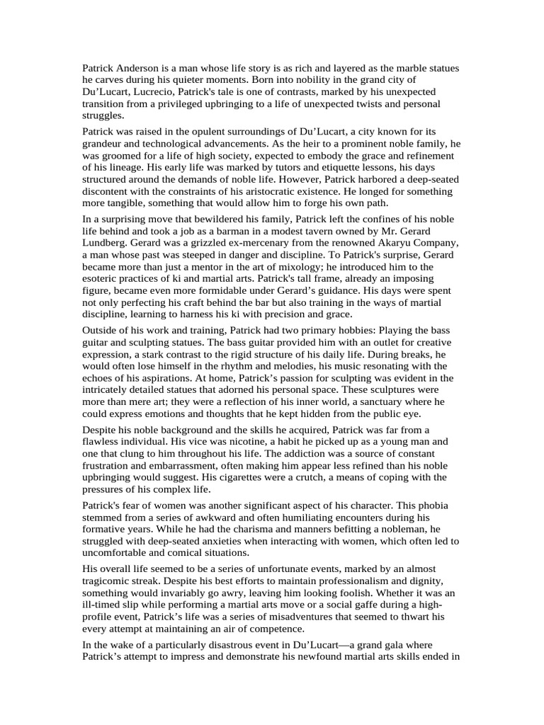 Patrick Backstory | PDF