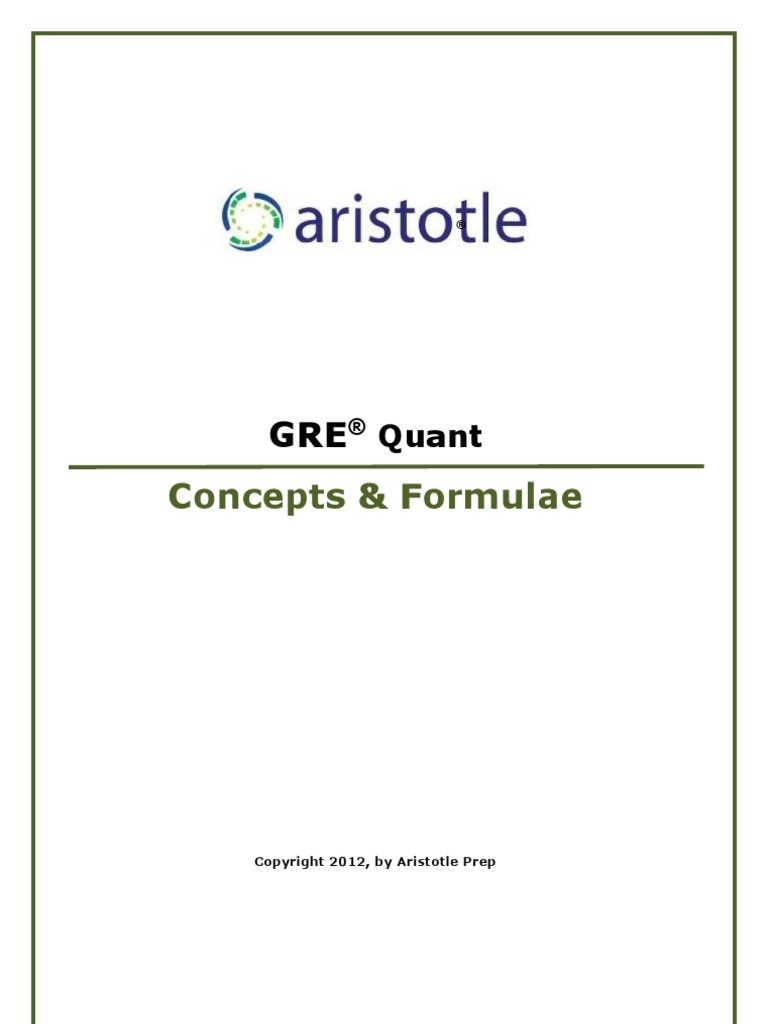 GRE Quant Concepts Formulae | PDF | Fraction (Mathematics) | Triangle