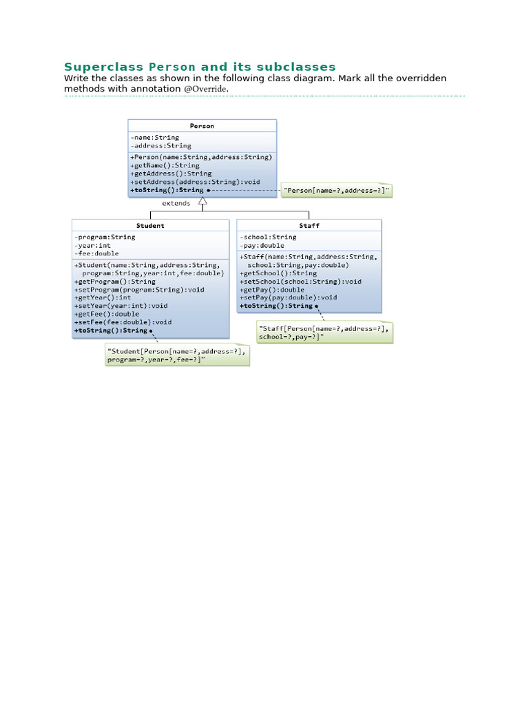 Superclass and Its Subclasses: Person | PDF