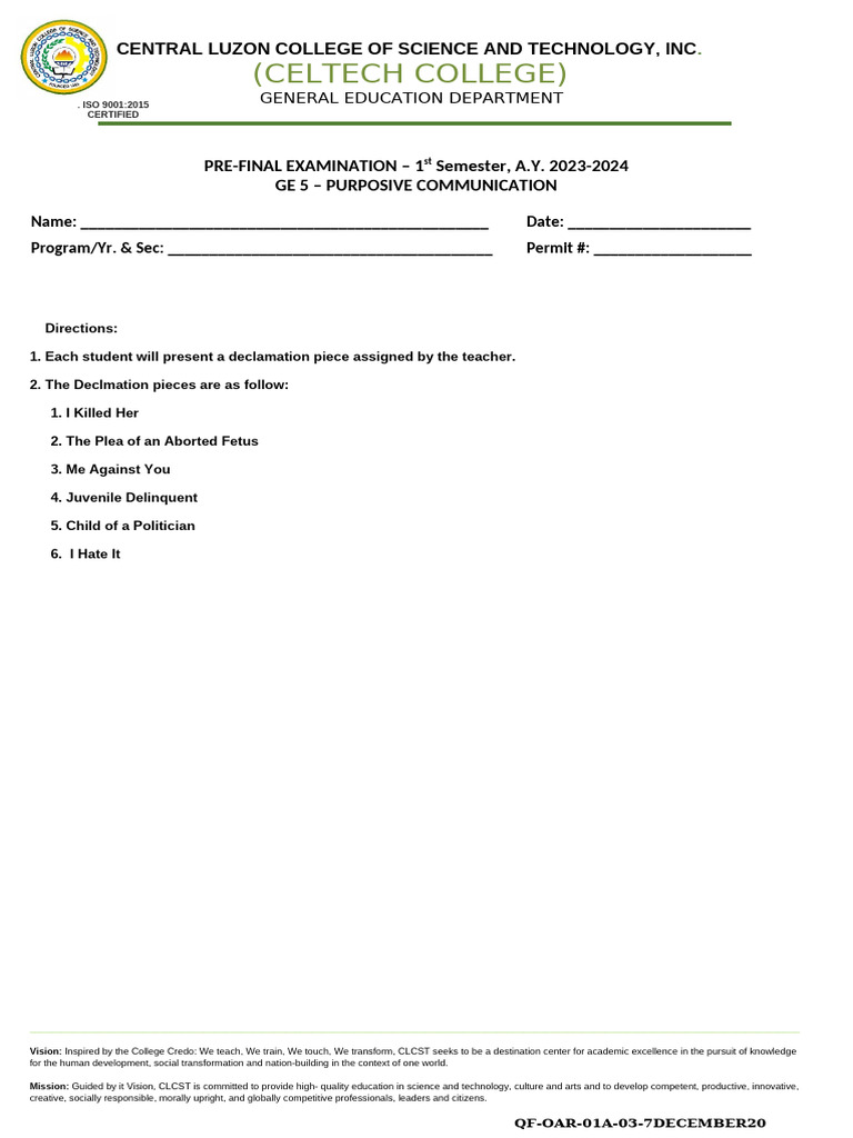 GE-5-Prefinal-Examination-Rubric | PDF