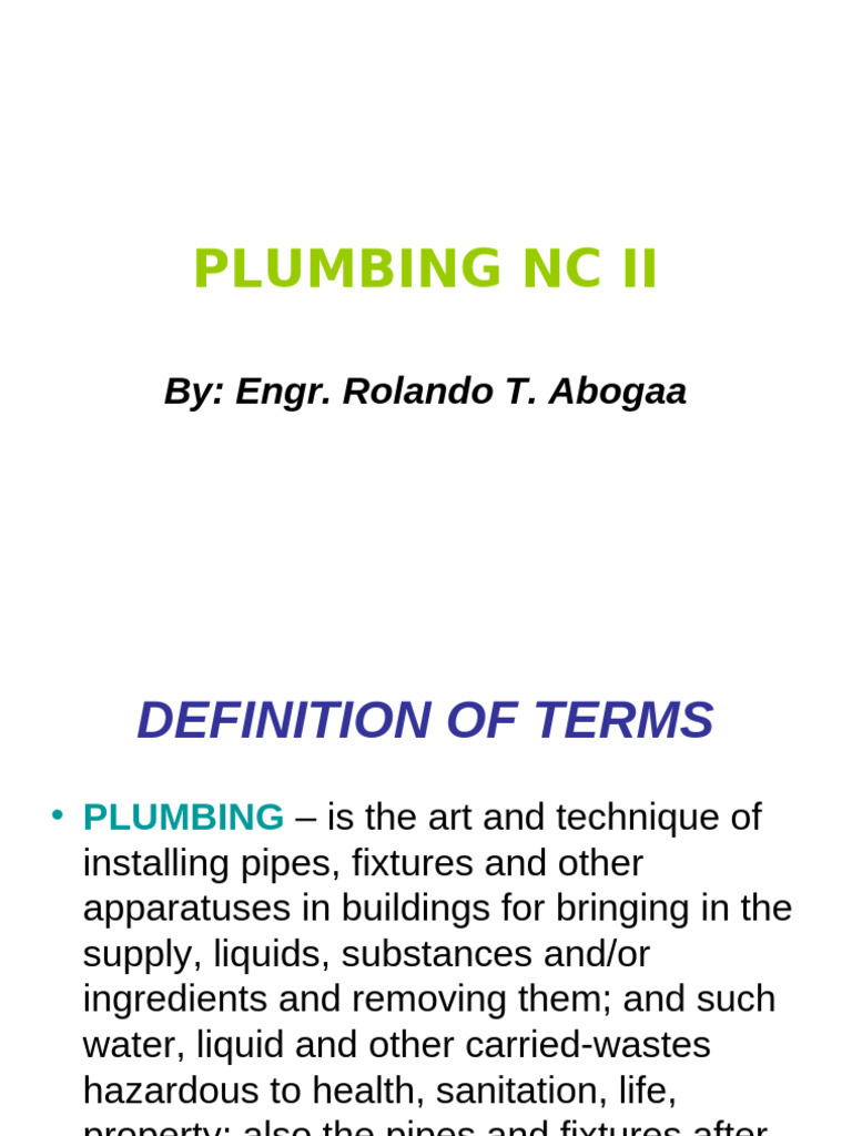 Plumbing NC Ii Power Point | PDF | Plumbing | Pipe (Fluid Conveyance)
