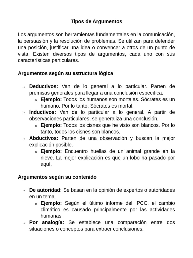 Tipos de Argumentos | PDF