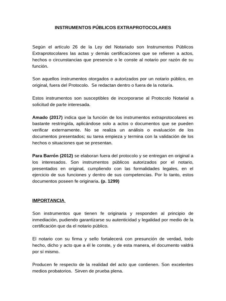Instrumentos Públicos Extraprotocolares | PDF | Lei Civil (Lei Comum ...