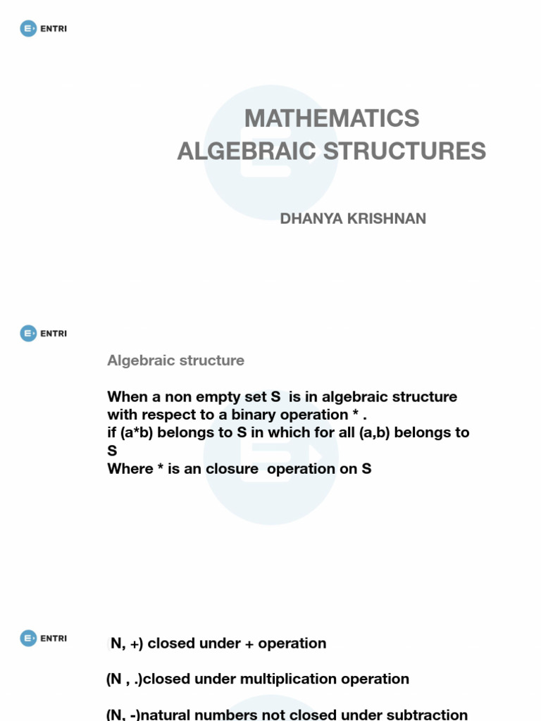 Abstract Algebra01ALGEBRAIC STRUCTURE PART 1 | PDF