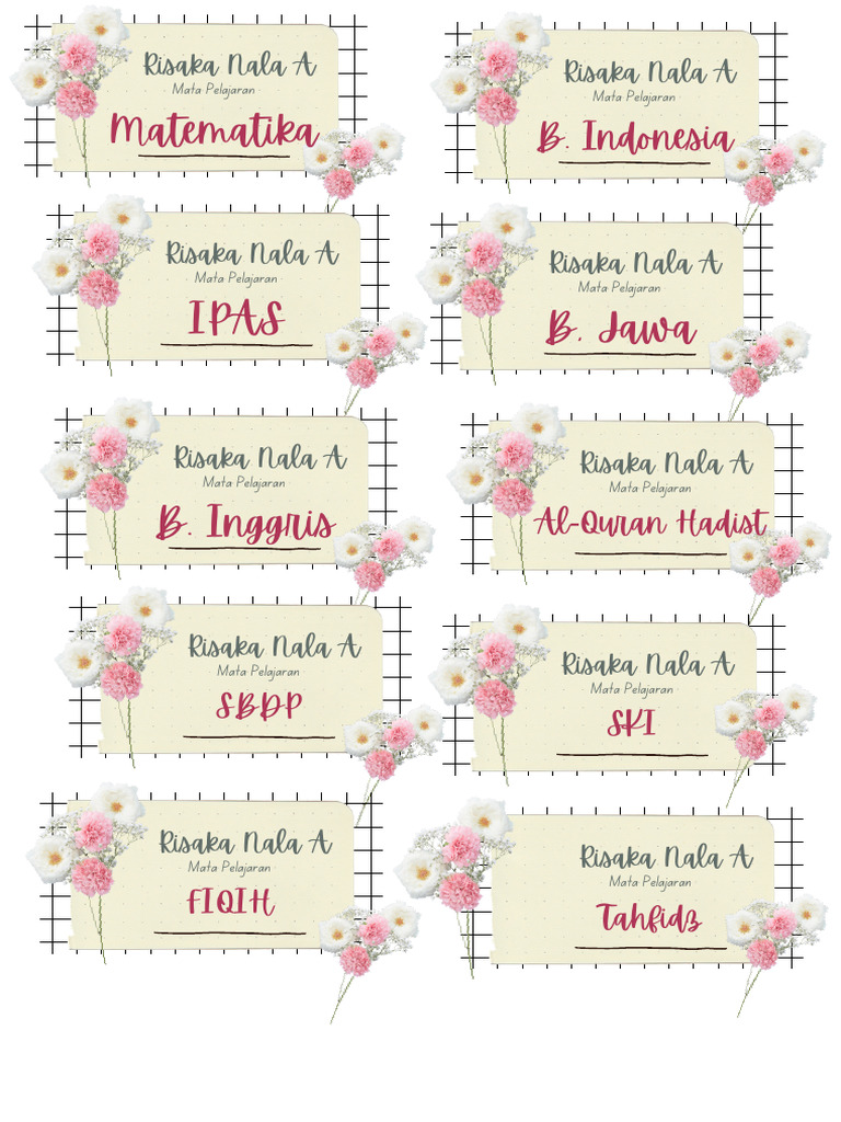 Daftar Mata Pelajaran Risaka Nala A | PDF