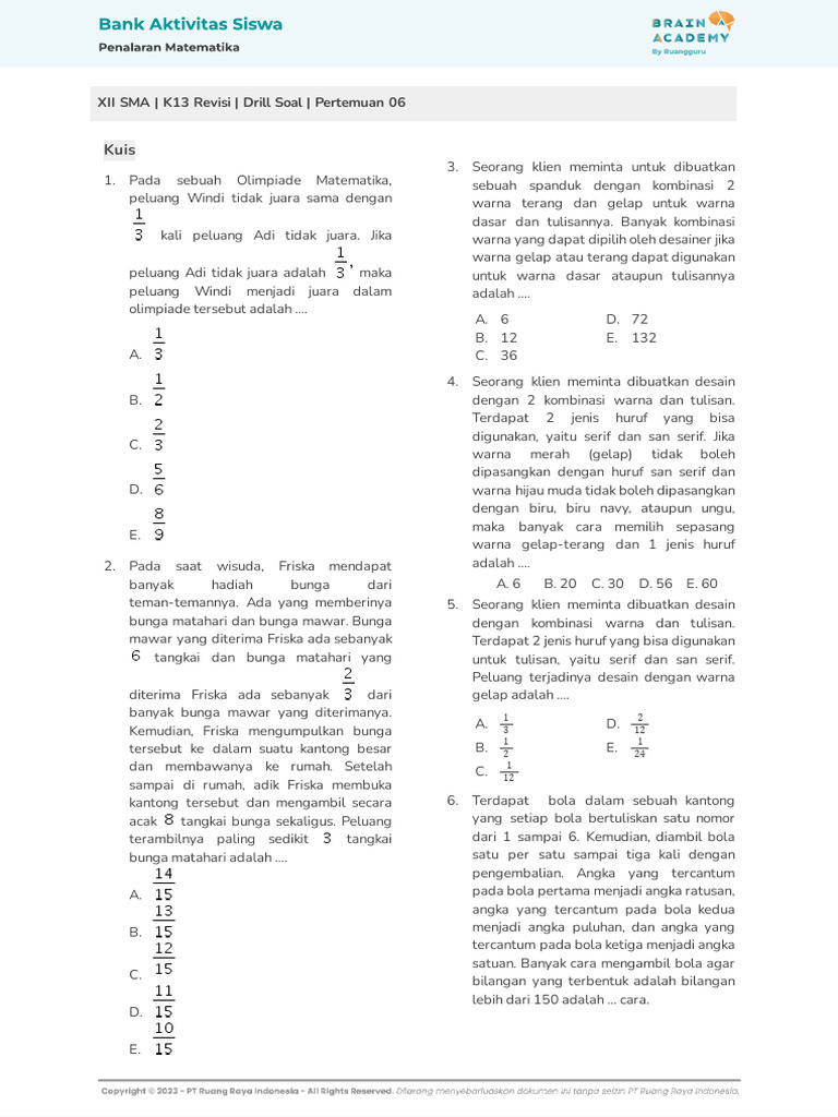 12KR13PMM9204BS - V1 - Pertemuan 06 - Drill Soal | PDF