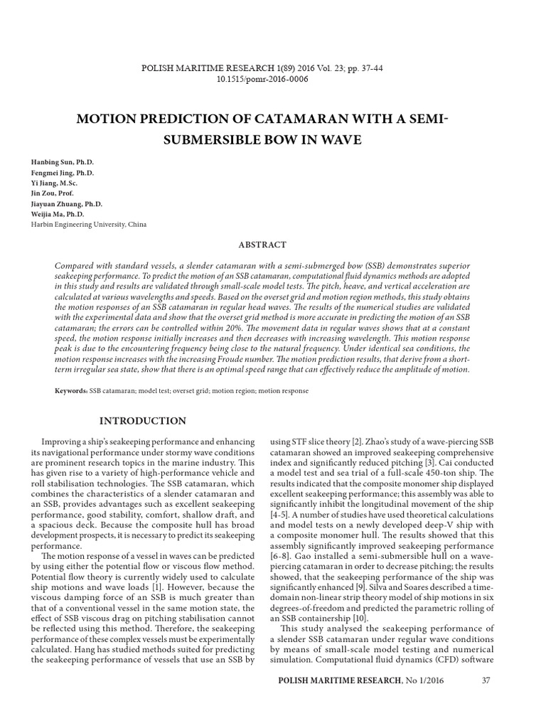 Motion Prediction of Catamaran With | PDF