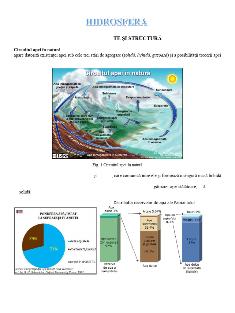 HIDROSFERA-generalitati. Oceanul Planetar Clasa 9 | PDF