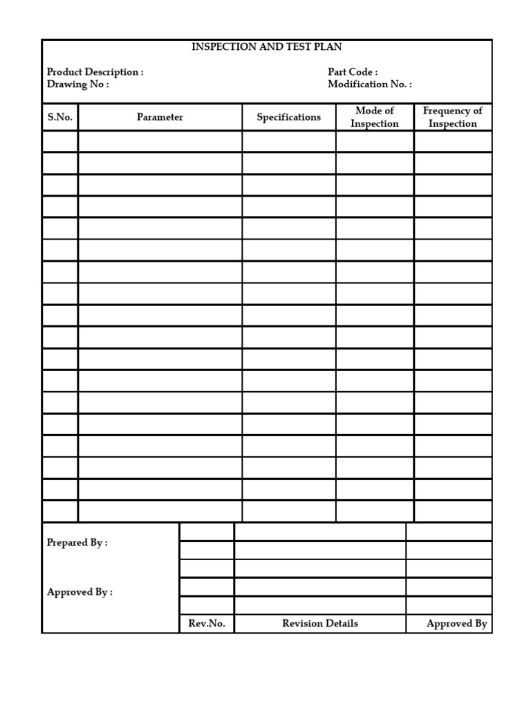 Inspection Test Plans | PDF