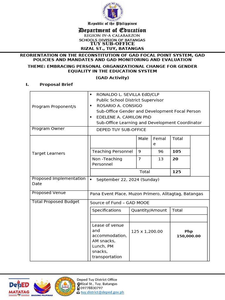 TUY-GAD-TRAINING-PROPOSAL | PDF