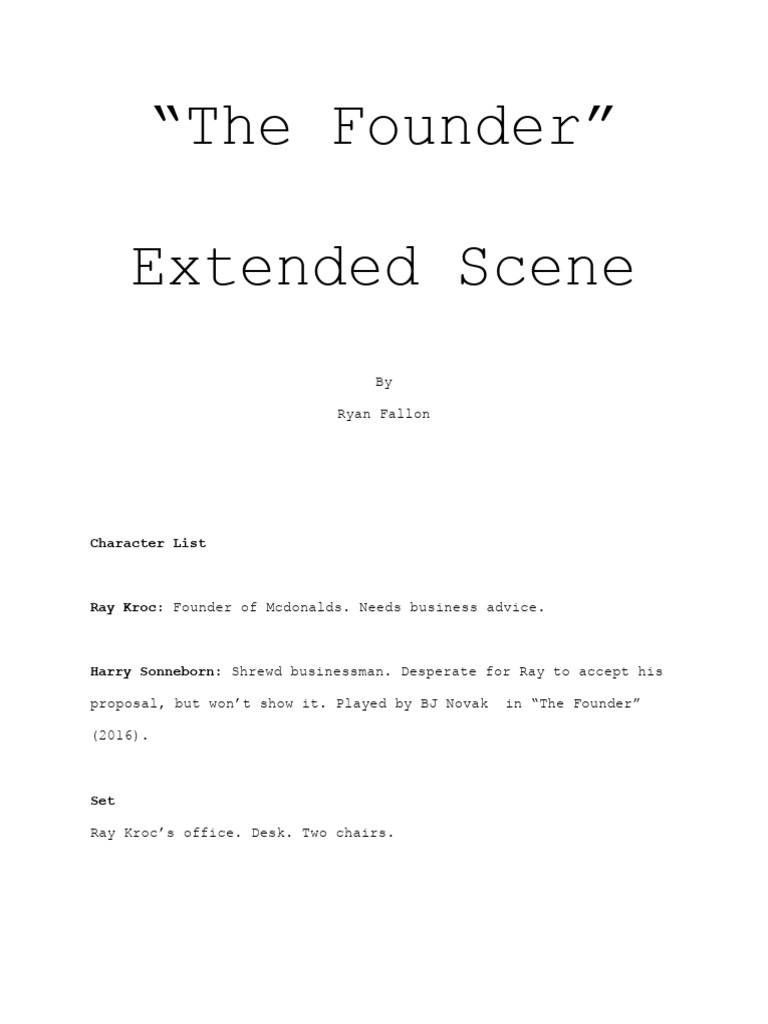 The Founder Extended Scene | PDF