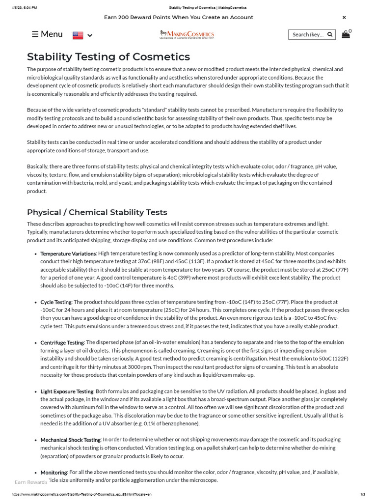 Stability Testing of Cosmetics - MakingCosmetics | PDF