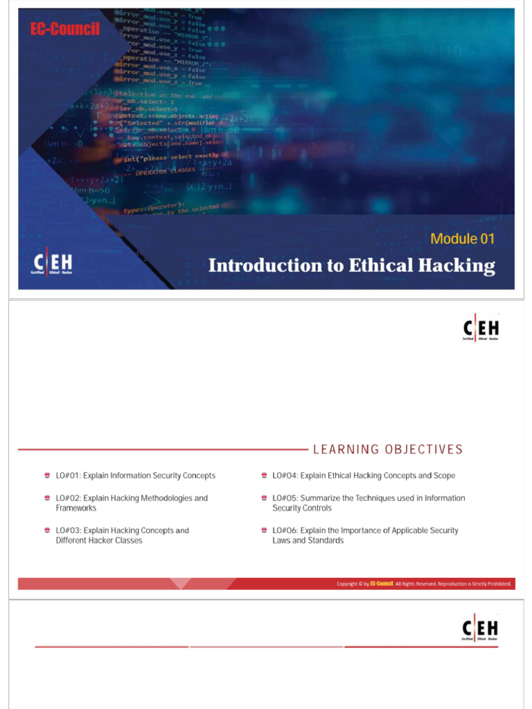 Instuctor Presentation CEH 12 - Module 01 - Introduction To Ethical Hacking | PDF