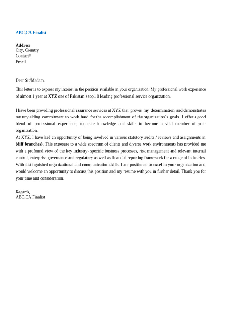 Cover Letter Template | PDF