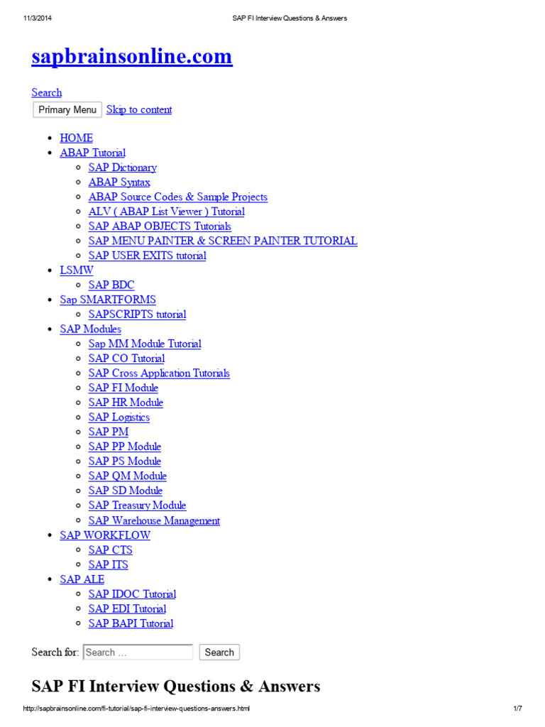 SAP FI Interview Questions and Answers | PDF