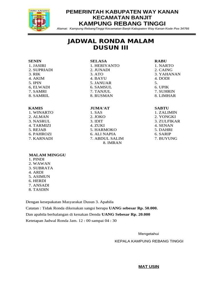 Jadwal Ronda | PDF