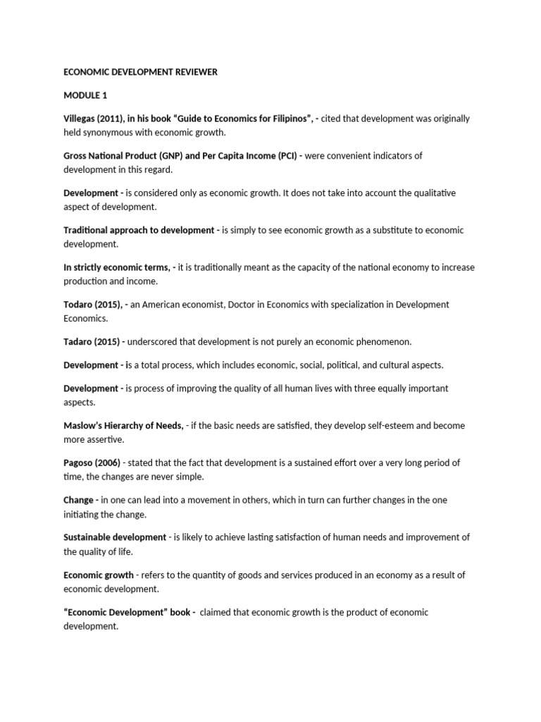 Econ Dev Reviewer | PDF