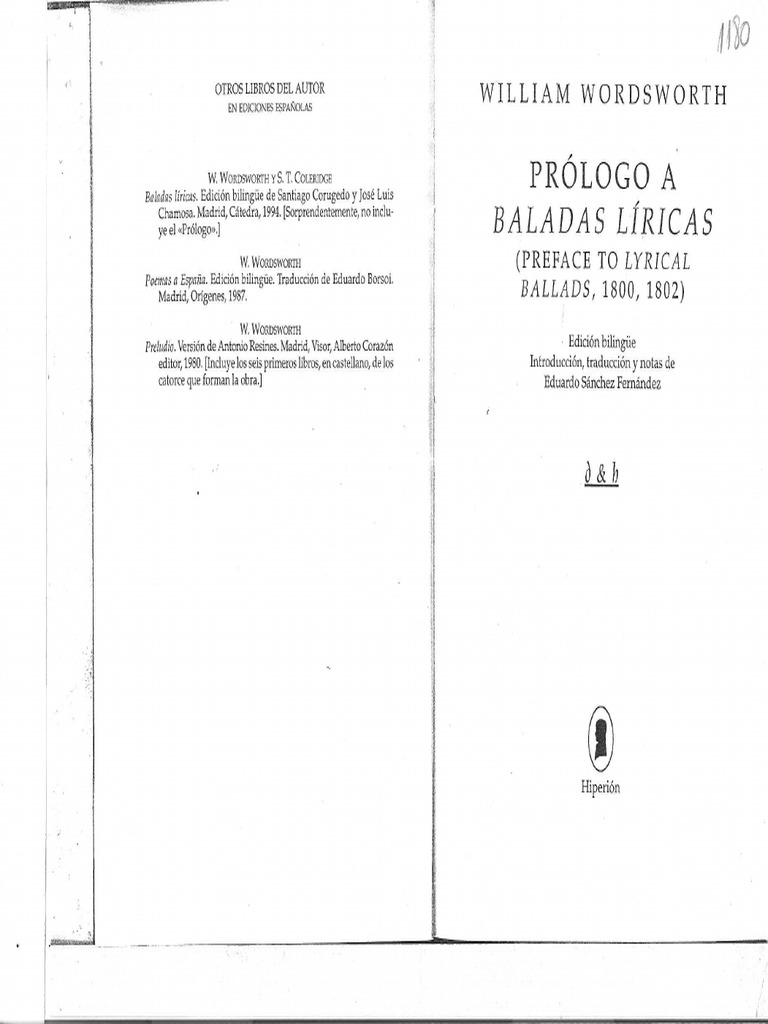 Wordsworth Prologos A Baladas Liricas1 - Rotated | PDF
