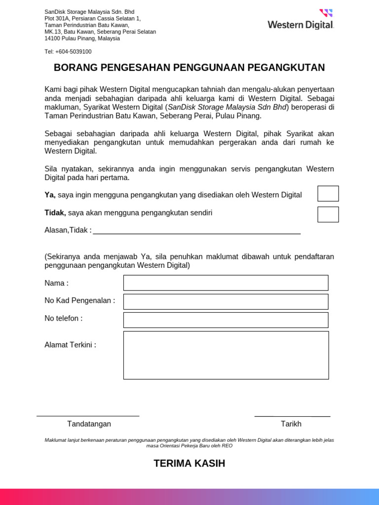 8. Declaration Transport Form | PDF