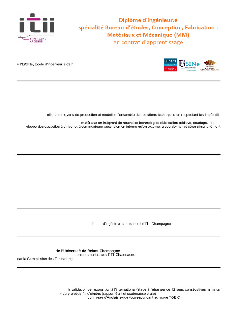 ITII CA - IngÃ©nieur MM - Fiche de Prã©sentation 2023 | PDF