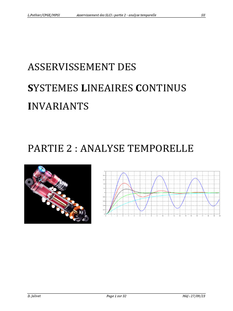 Cours Asservissement Des SLCI - P2 - Analyse Temporelle-V3 | PDF