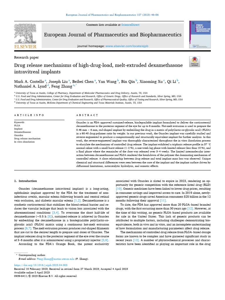 Drug Release Mechanisms of High-Drug-Load, Melt-Extruded Dexamethasone ...