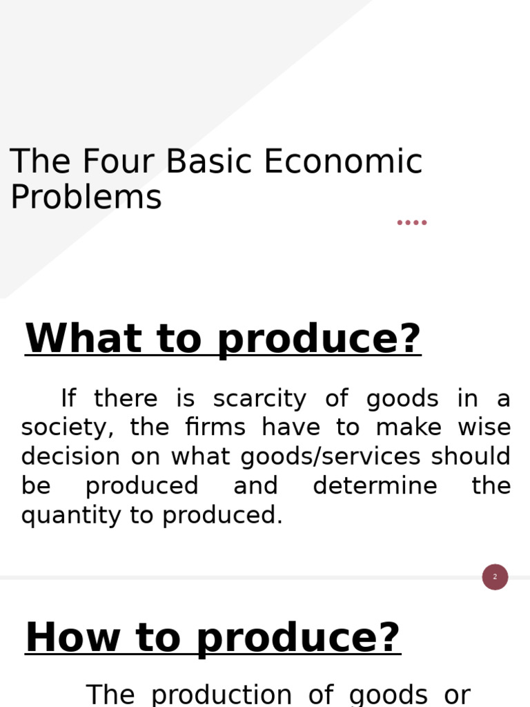 Four Basic Economic Problems | PDF | Demand | Supply (Economics)