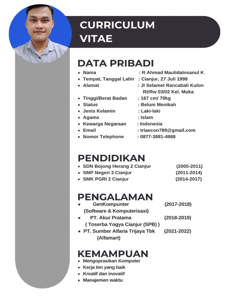 CV - R Ahmad Maulida Insanul Kamil | PDF