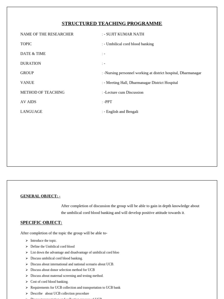 STP - Umbilical Cord Blood Banking | PDF
