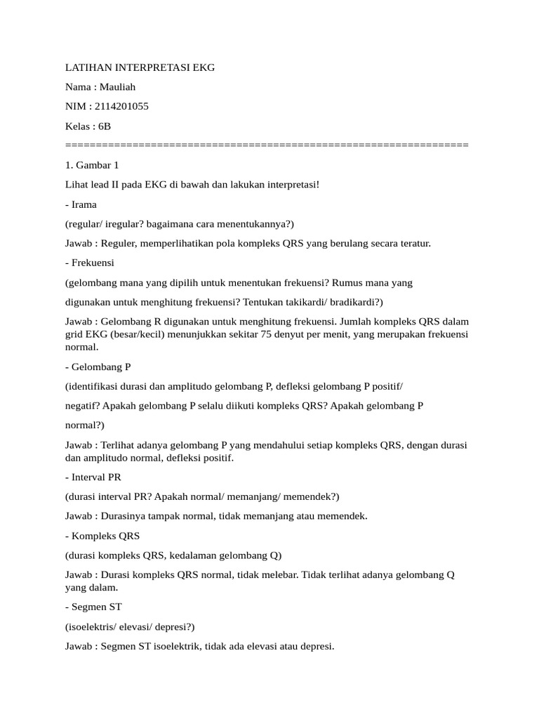 Latihan Interpretasi Ekg | PDF
