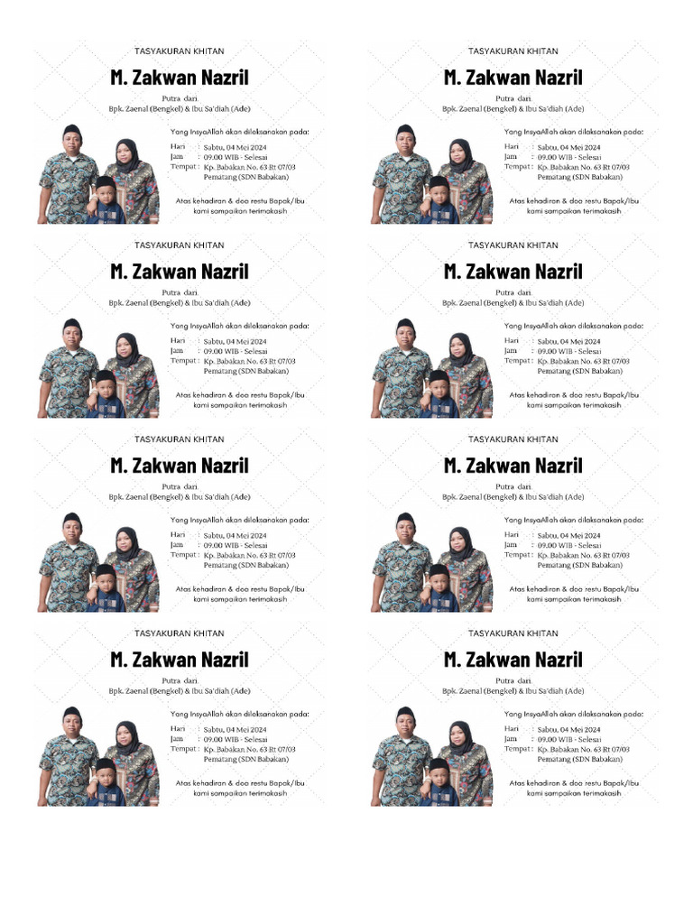Kartu Undangan Nazril 1 | PDF