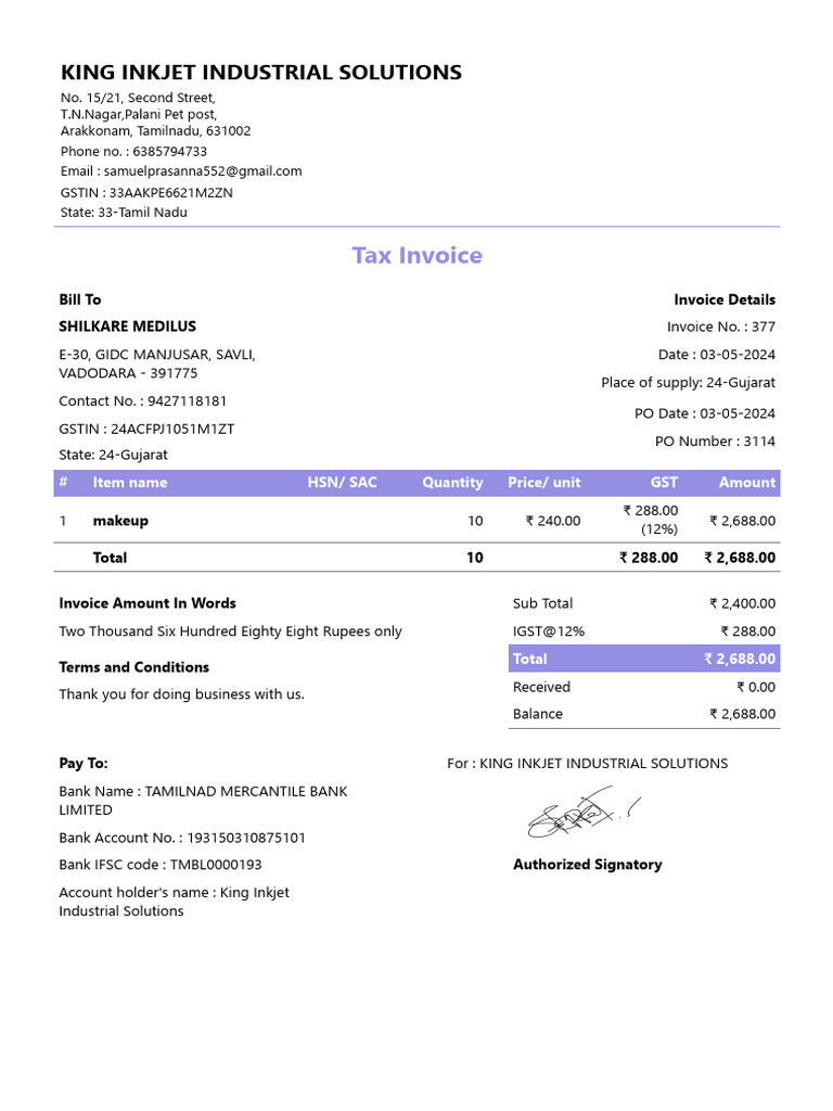 Tax Invoice - 377 - 03 - 05 - 24 | PDF