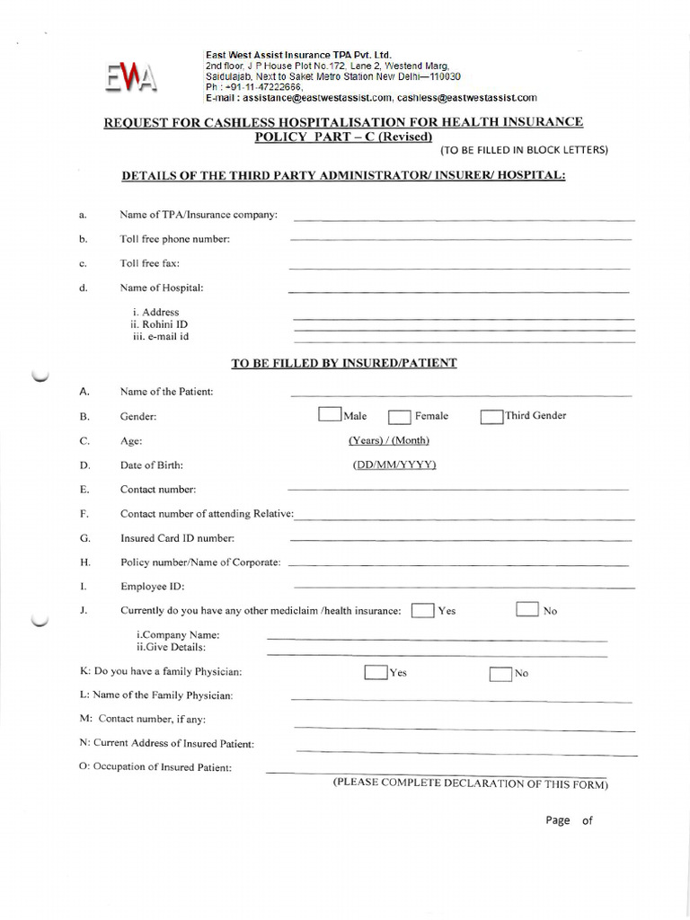 Pre-Auth Form EWA | PDF