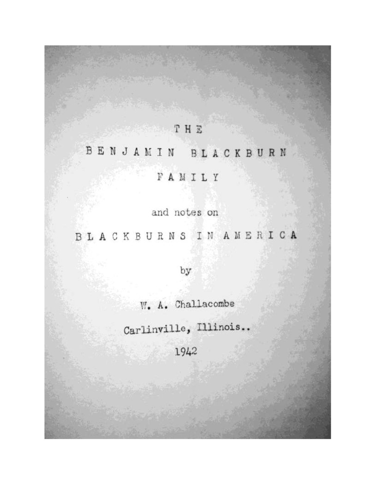 Excerpts From The Benjamin Blackburn Family | PDF | United Kingdom