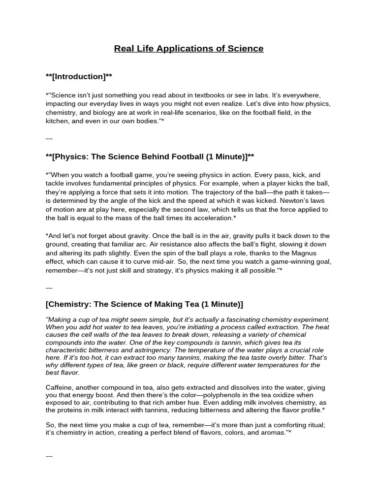 Real Life Applications of Science | PDF