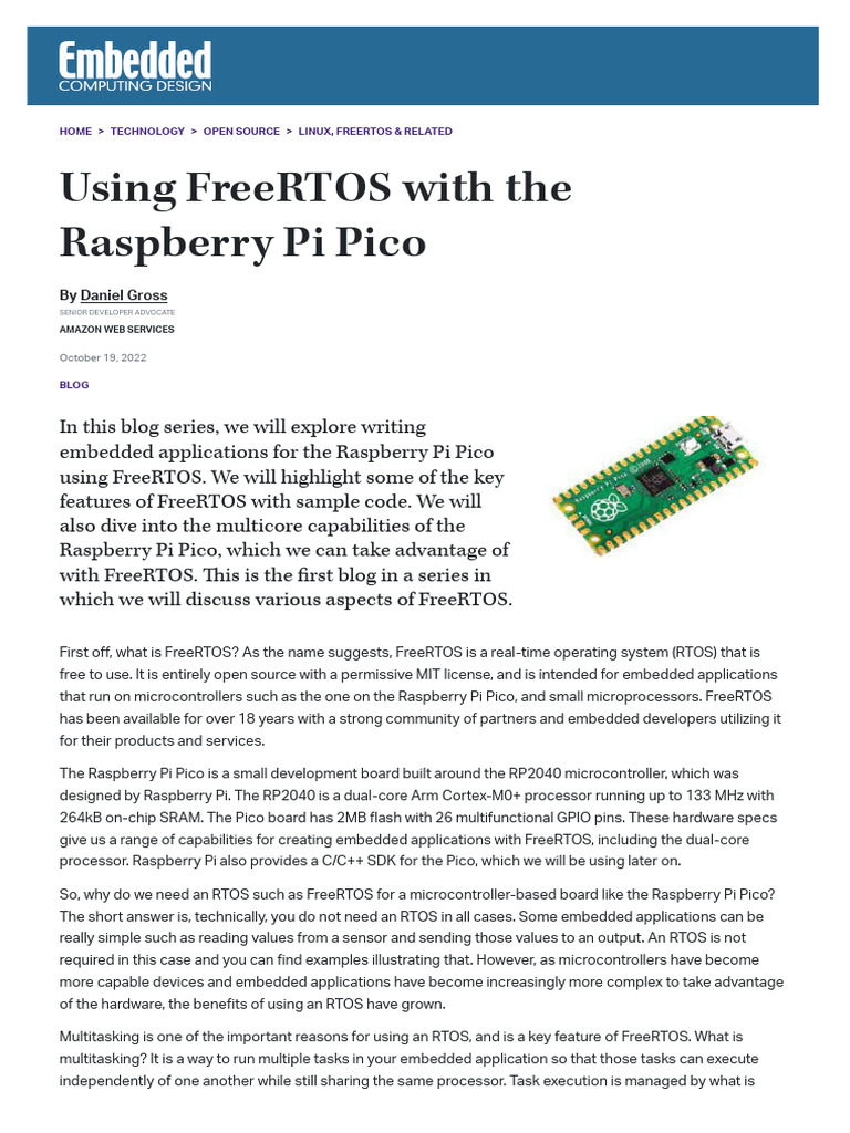 Using FreeRTOS With the Raspberry Pi Pico | PDF Using FreeRTOS With the Raspberry Pi Pico | PDF