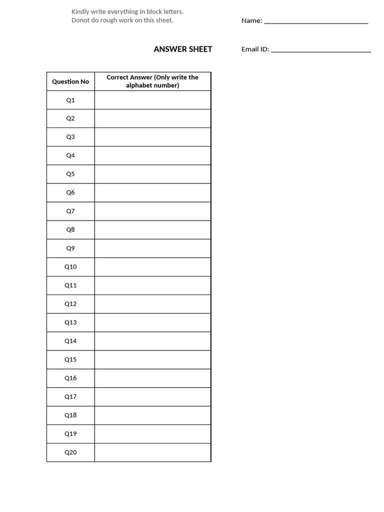 Answer Sheet 1 | PDF