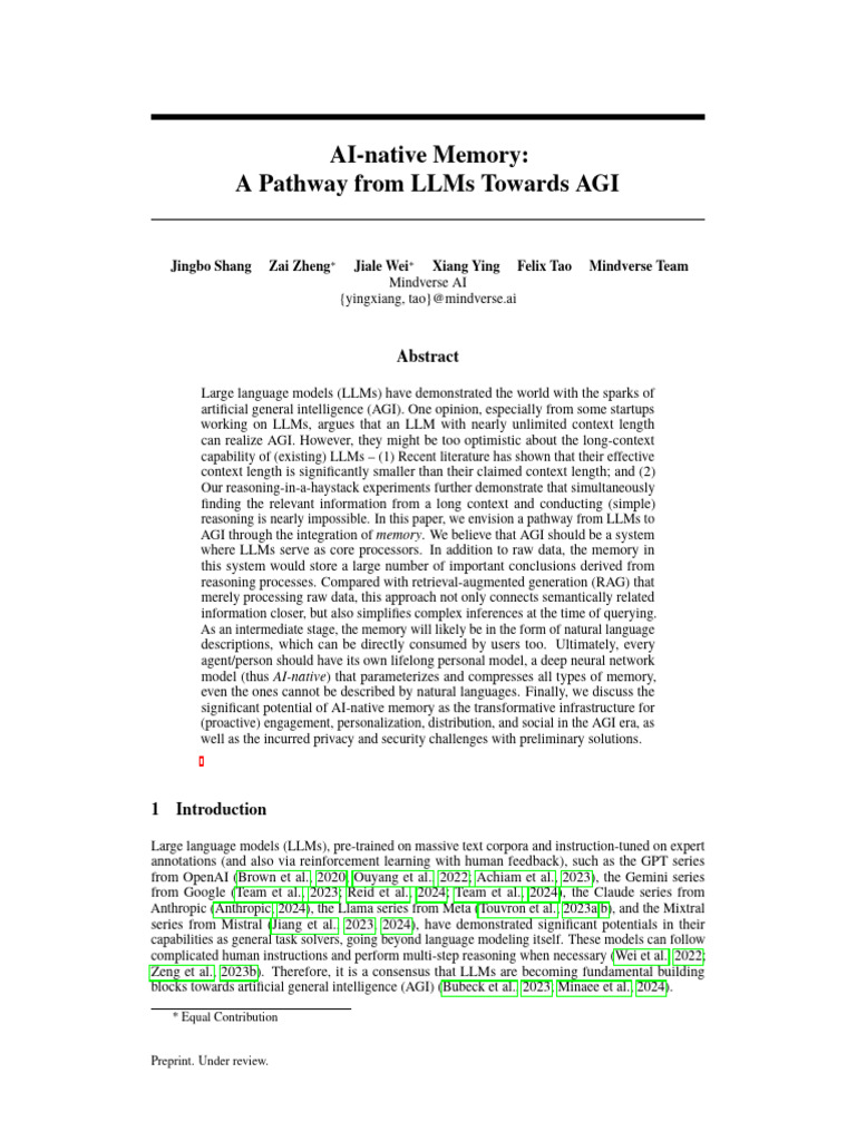 Ai-Native Memory: A Pathway From Llms Towards Agi: Jingbo Shang Zai ...