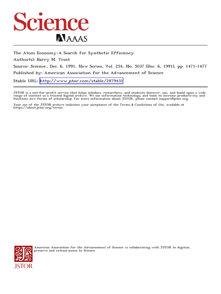 B. M. Trost Atom-Economy | PDF