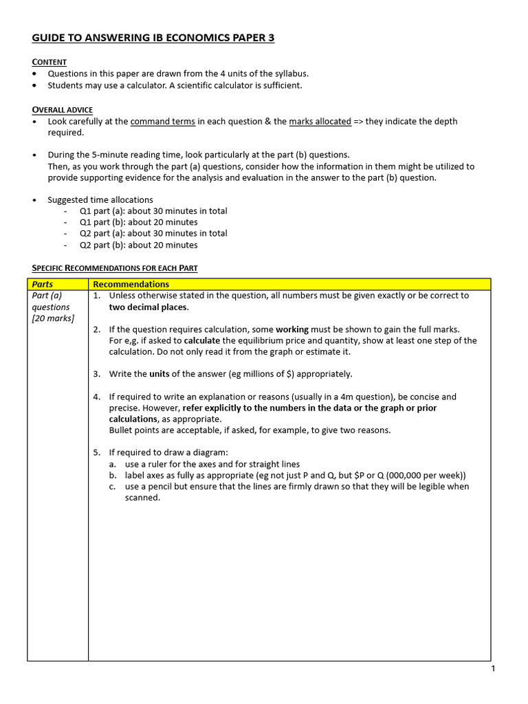 Guide To Answering IB Economics Paper 3 | PDF