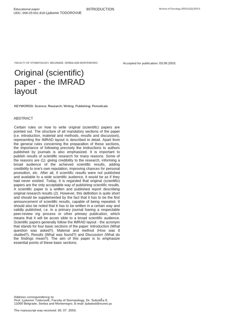 IMRAD - Format - Writing | PDF